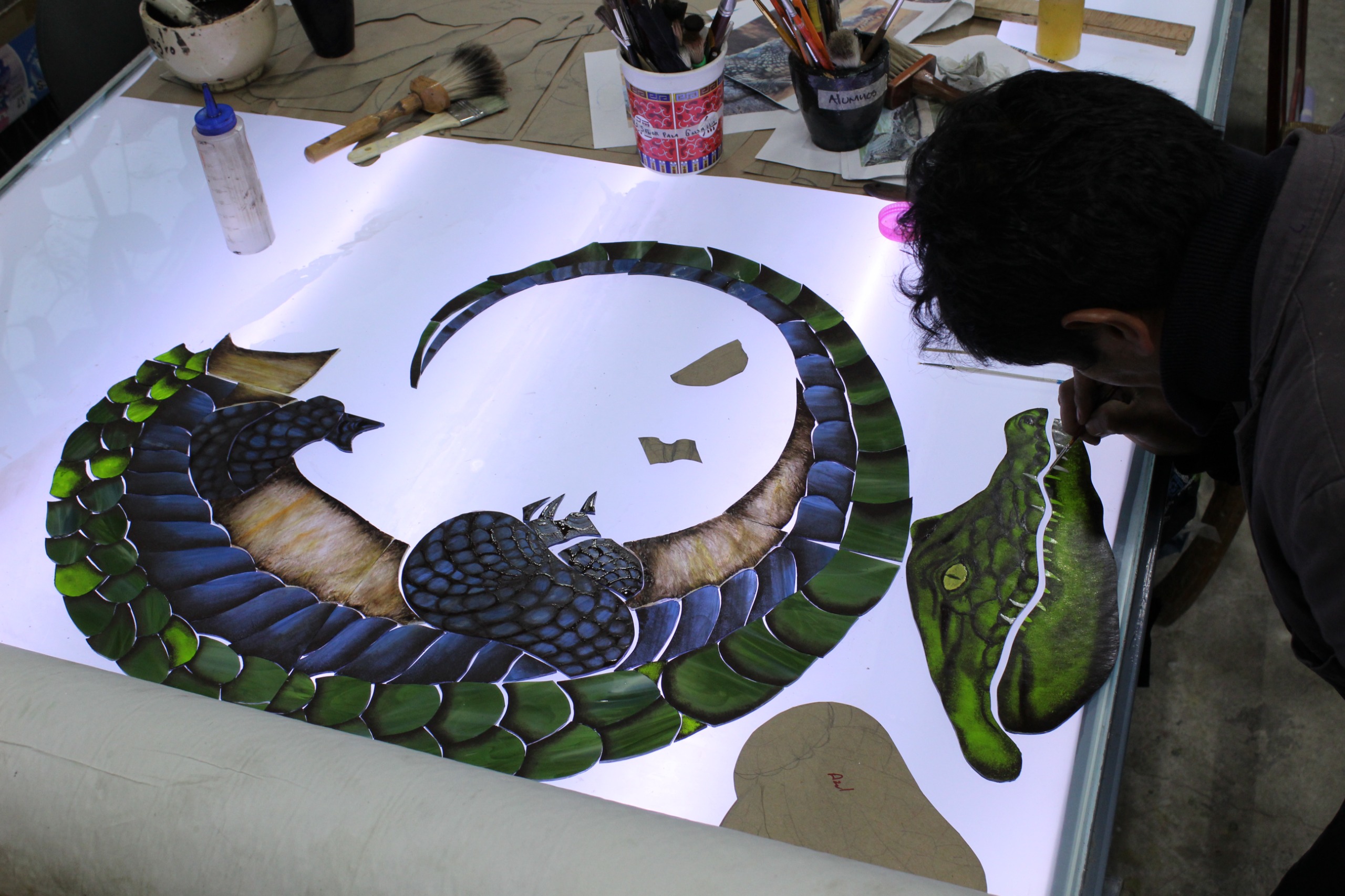Cocodrilo (Vitral Emplomado) – Atelier Vitrales