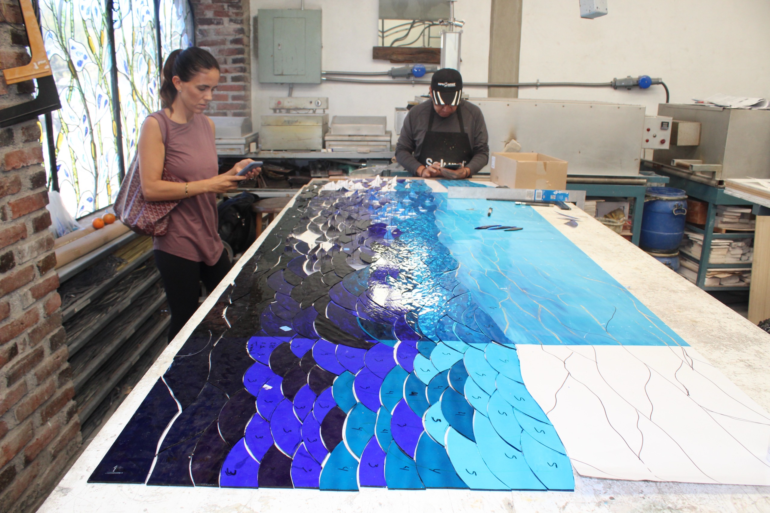 Olas del mar (Vitral emplomado) – Atelier Vitrales