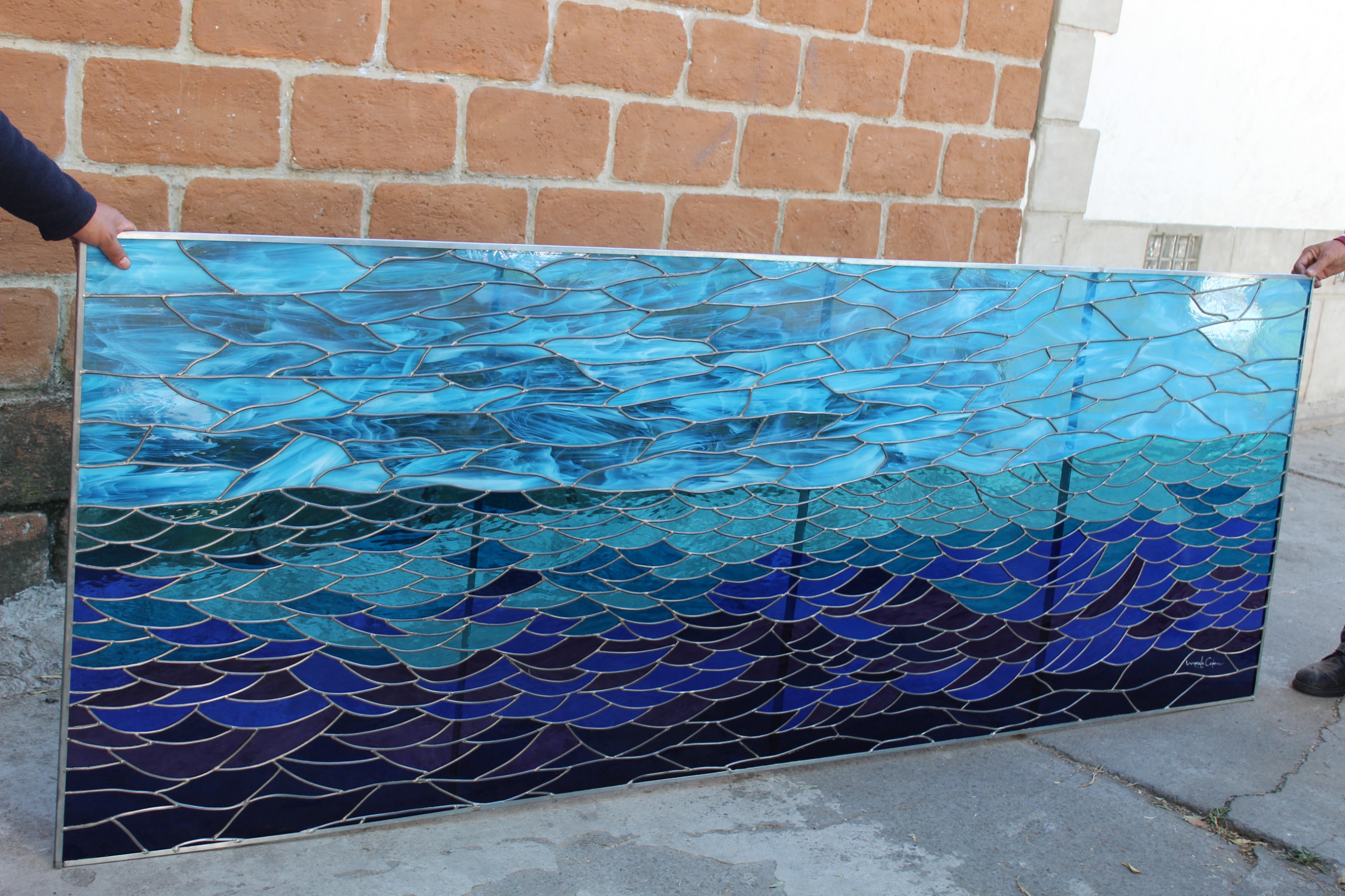 Olas del mar (Vitral emplomado) – Atelier Vitrales