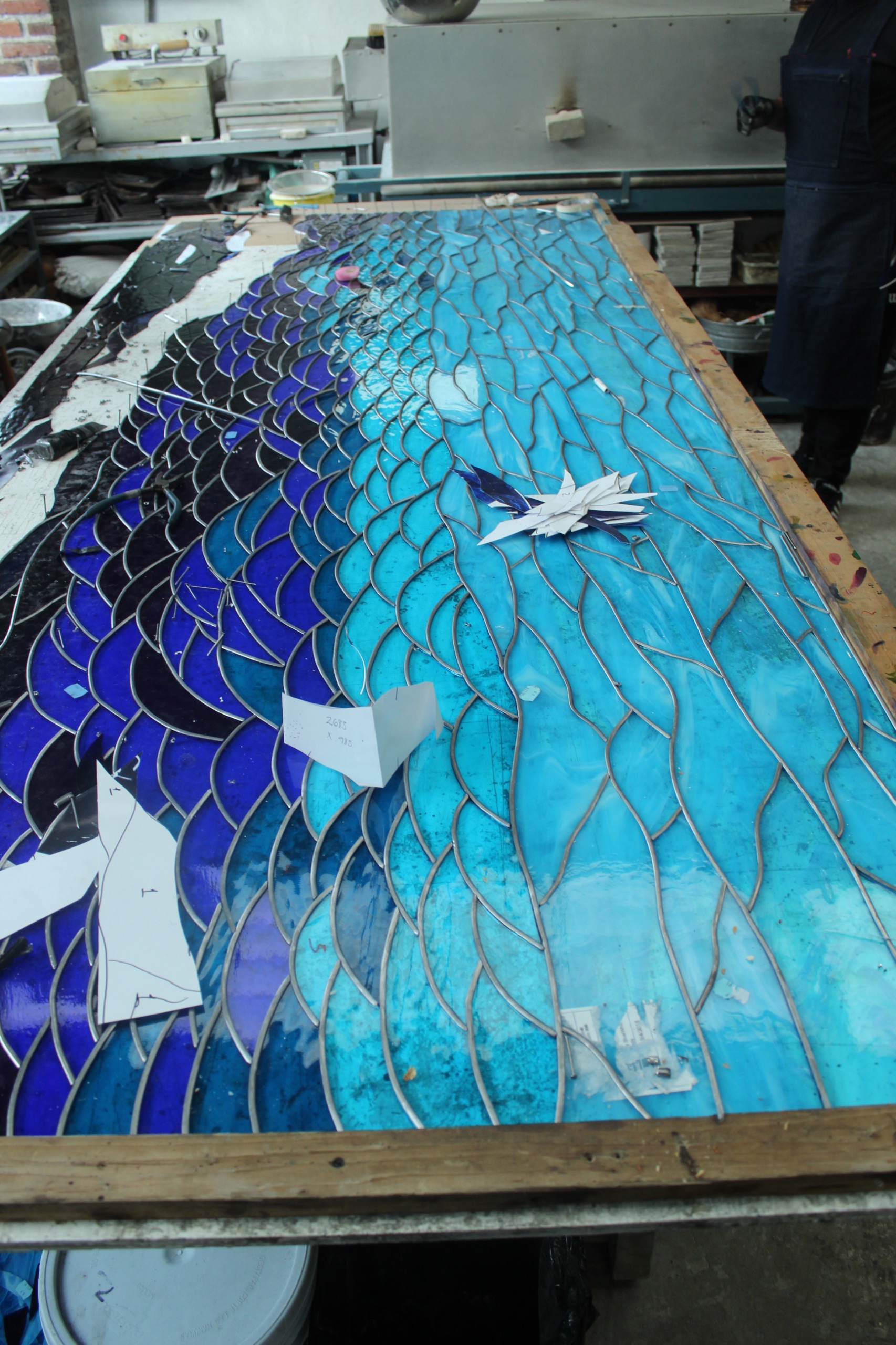 Olas del mar (Vitral emplomado) – Atelier Vitrales
